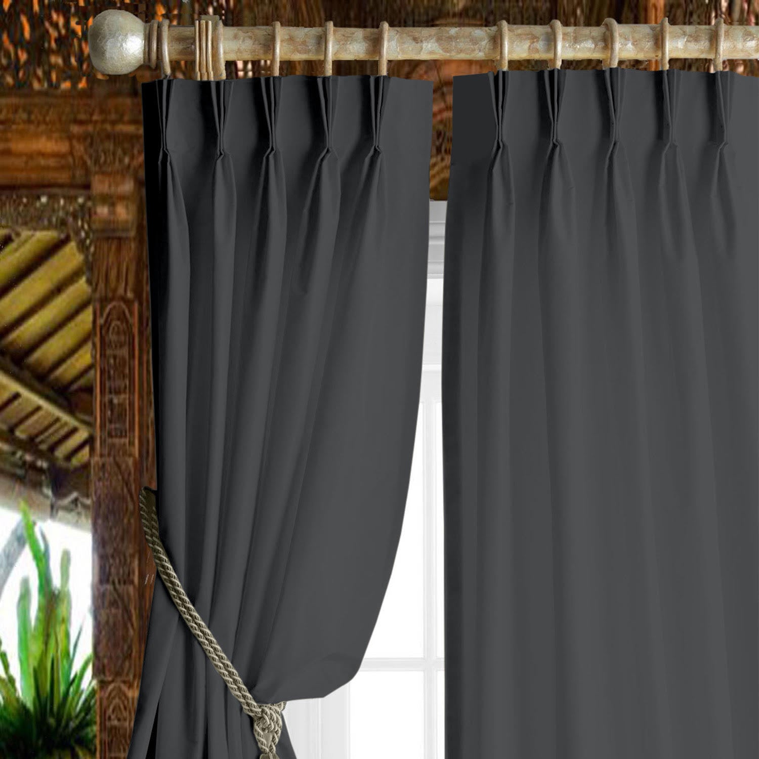 Buy Triple Pinch Pleat Semi-Blackout Curtains 1 Panel-Dark Colors ...