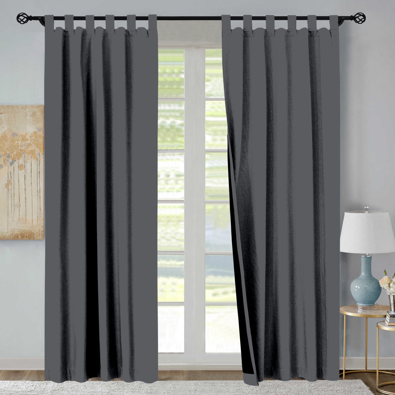 Buy Tab Top 100% Blackout Curtains 1 Panel - Dark Colors Online at ...